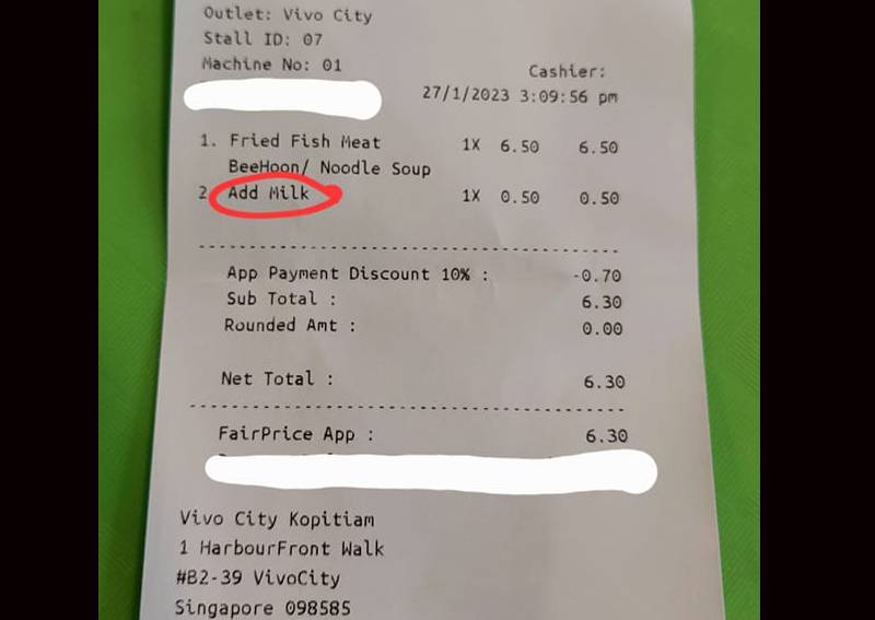 'Is it the norm nowadays?' Diner charged 50 cents for milk in fish soup ...
