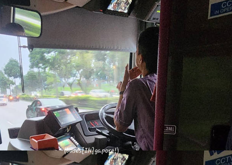 Too itchy? Bus captain seen scratching chin while steering wheel with ...