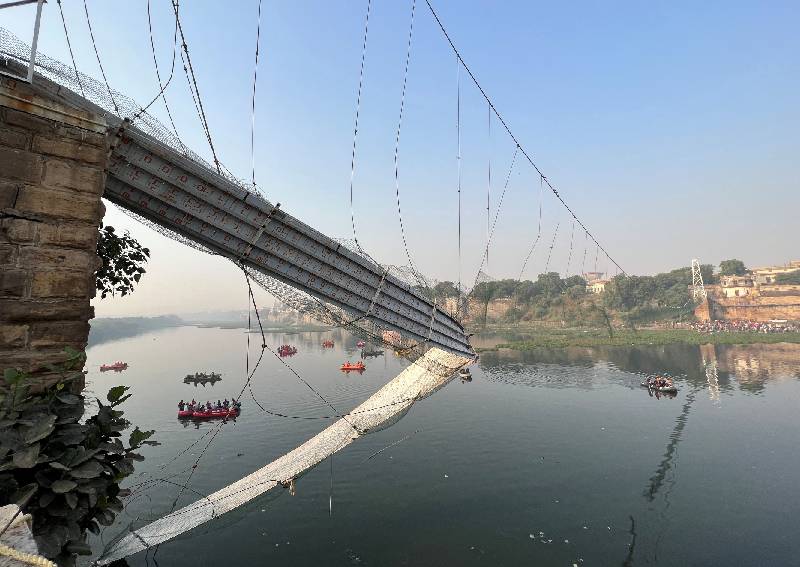 Police arrest 9 over Indian bridge collapse, toll reaches 134, Asia ...